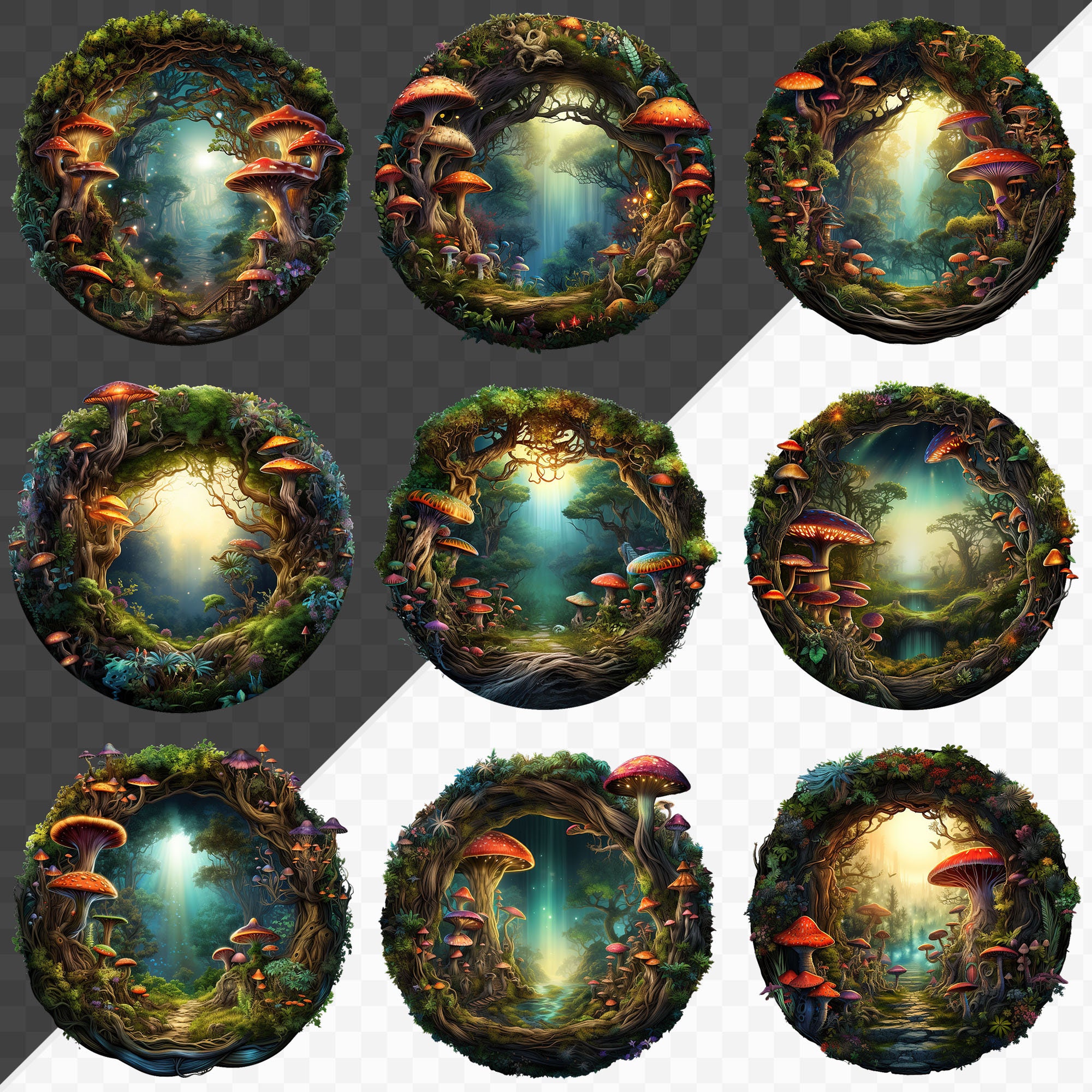 PNG Magical Forest Clipart Bundle PNG Magical Mushroom Enchanted Forest ...