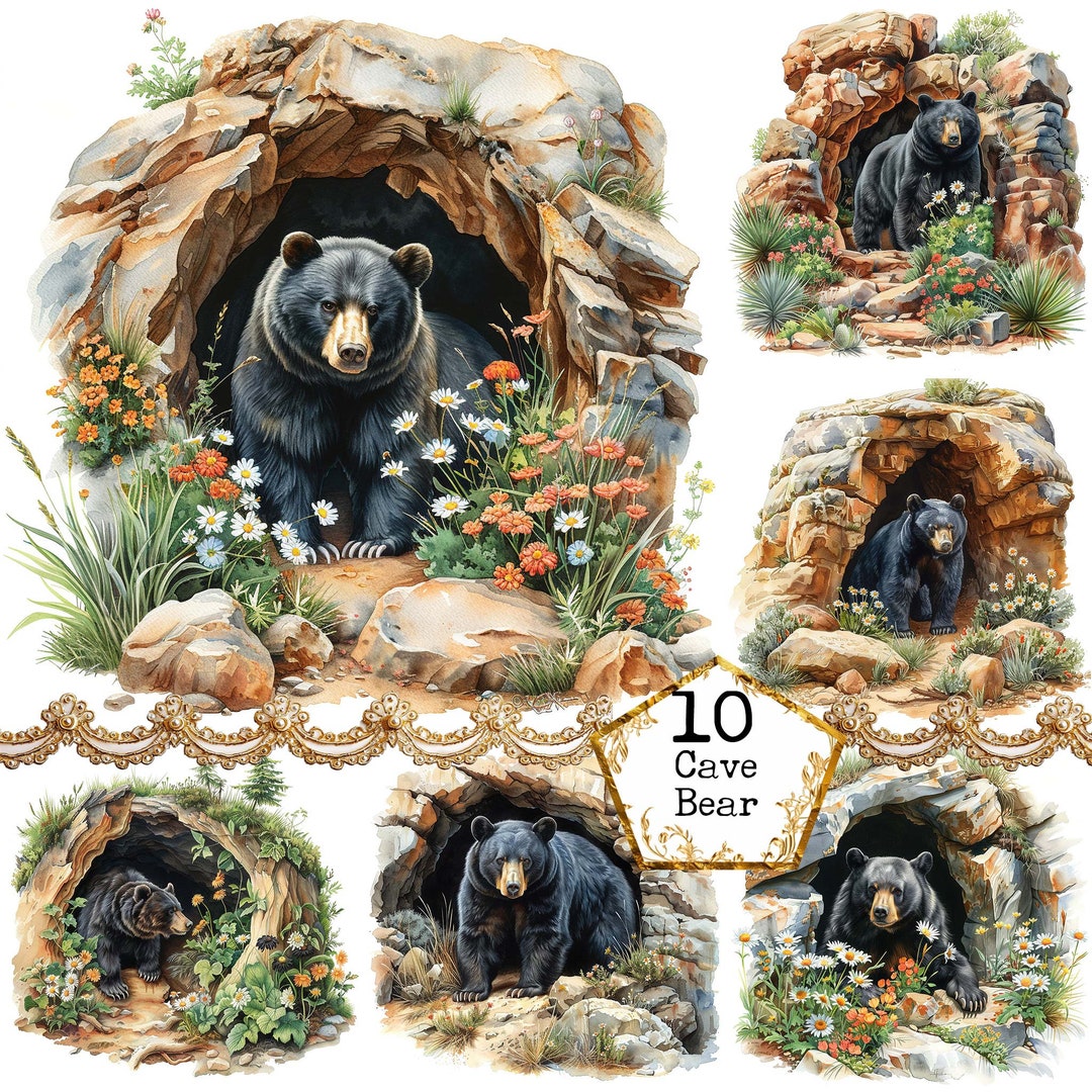 JPEG Bear in a Den Clipart Bundle JPEG Forest Commercial Use Printable ...