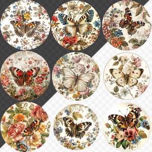Watercolor Butterfly Circular Sublimation Design Clipart Bundle Floral ...
