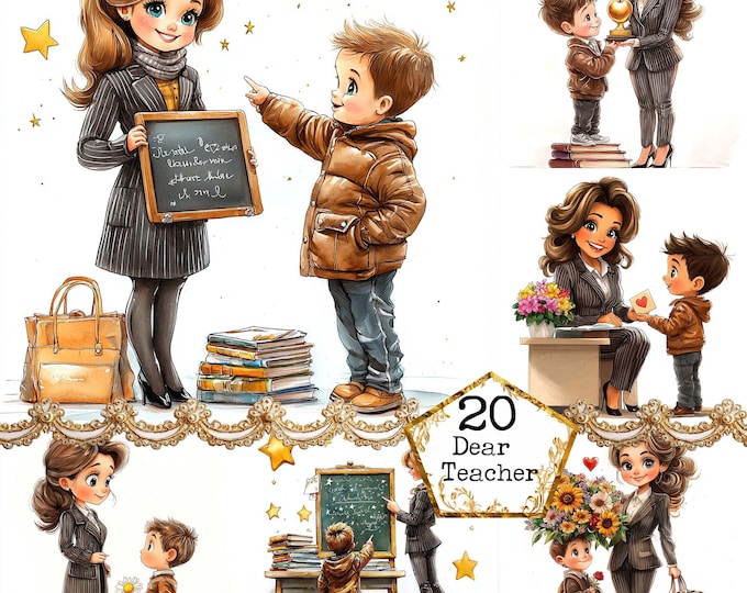 Teacher and Students Clipart | Educational Jpgs (digital Download ...