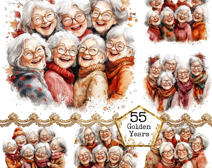 Grandmother Chibi, Best Friends Old Ladies Clipart, Besties Clipart ...
