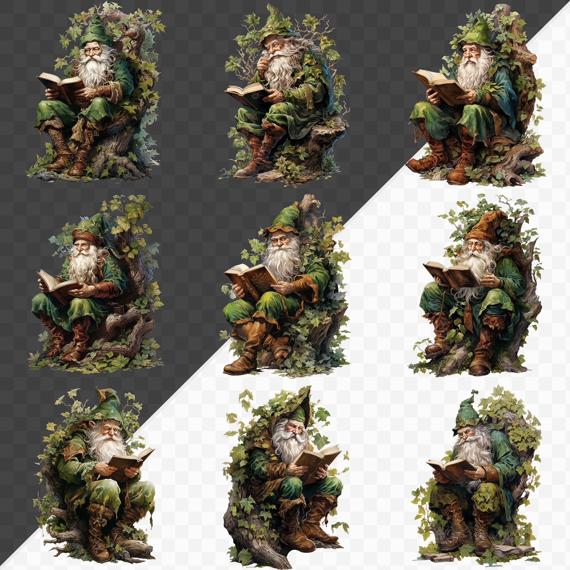PNG Watercolor Forest Elf Clipart Bundle PNG Tree Elf PNG Instant ...