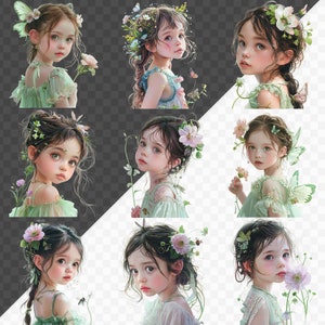 PNG Spring Girl Clipart Bundle Floral Girl Cute Little Child PNG ...