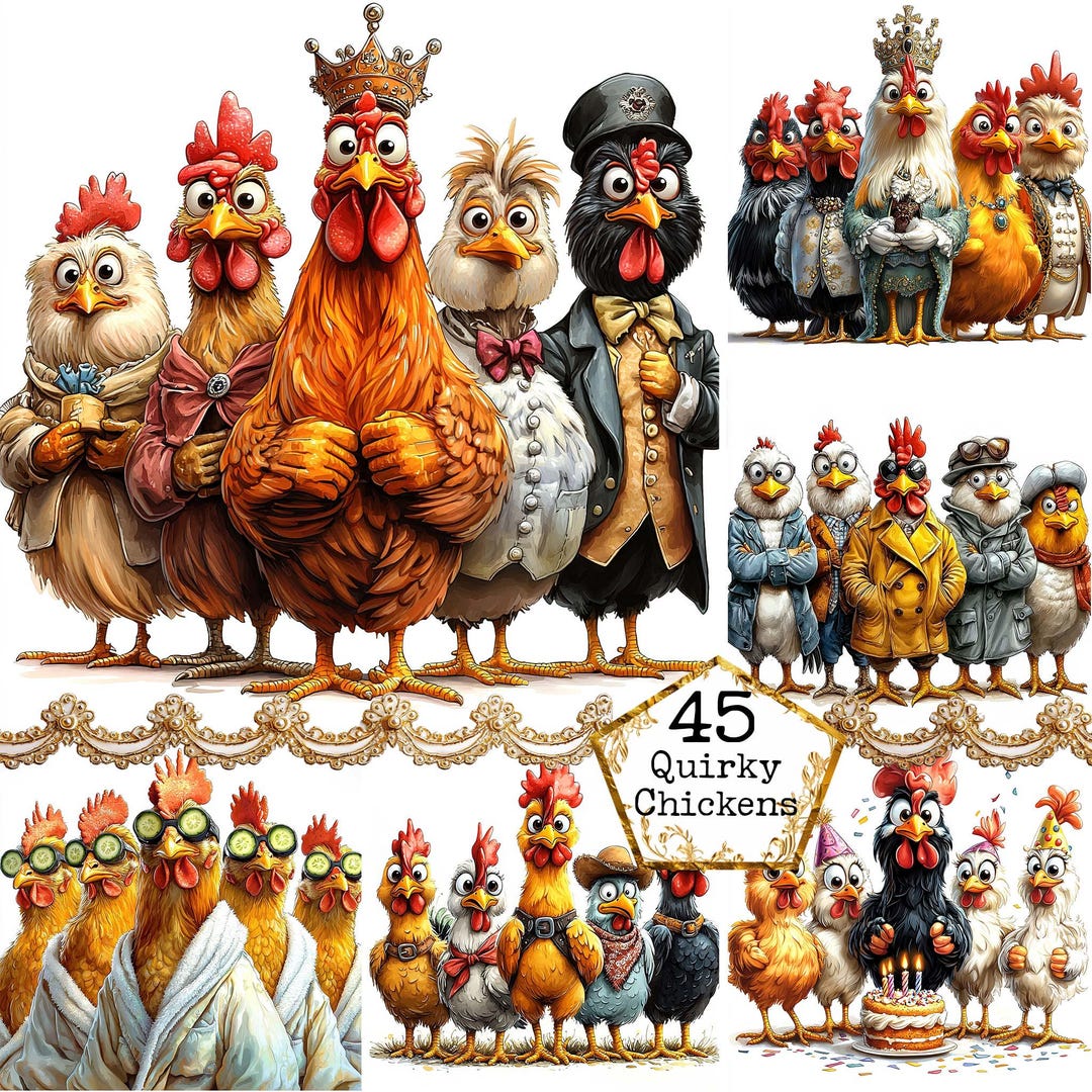 JPEG Cute Chicken Friends Clipart Bundle Holliday Clipart Profession ...