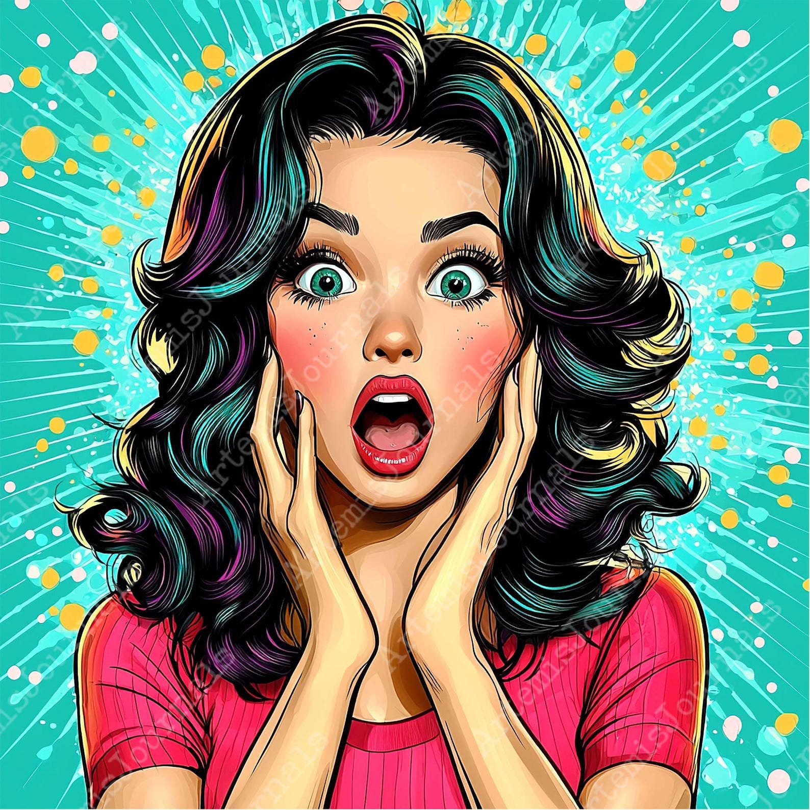 JPEG Retro Comic Style Pop Art Girls Shoked Bundle Pop Art Girl Retro ...