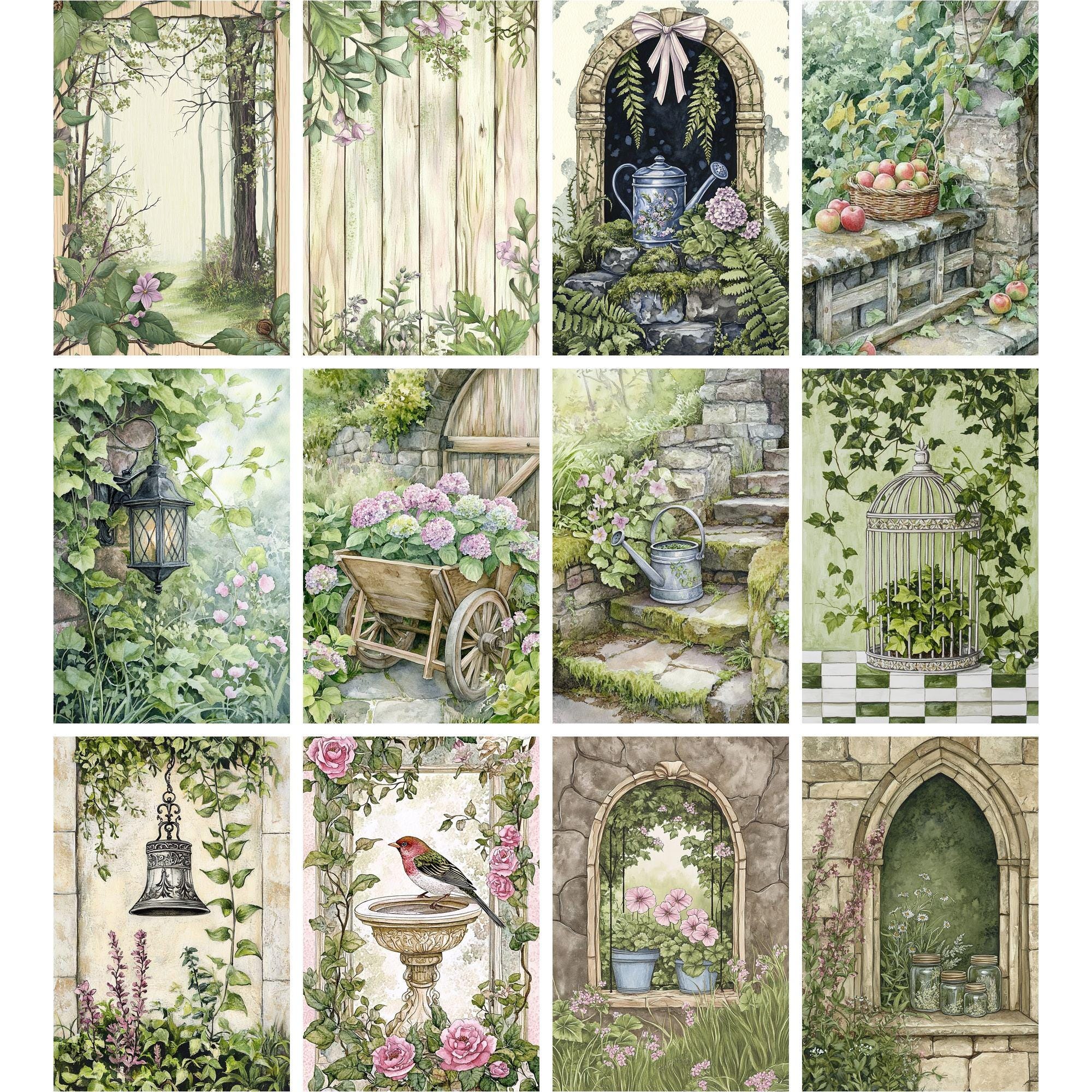170 Cottage Garden - Printable Pages, Nature Junk Journal, Cottagecore ...