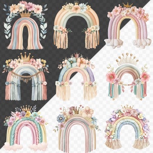 Macrame Rainbow Clipart Bundle Pastel Color Rainbow Commercial Use ...