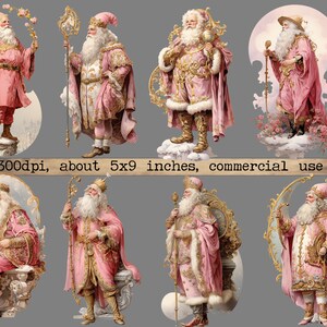 Celestial Santa Clipart Bundle Pink Wizard Santa PNG Wicca Clipart Pink ...