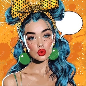JPEG Retro Comic Style Pop Art Girls Bundle Pop Art Girl Clip Art Retro ...