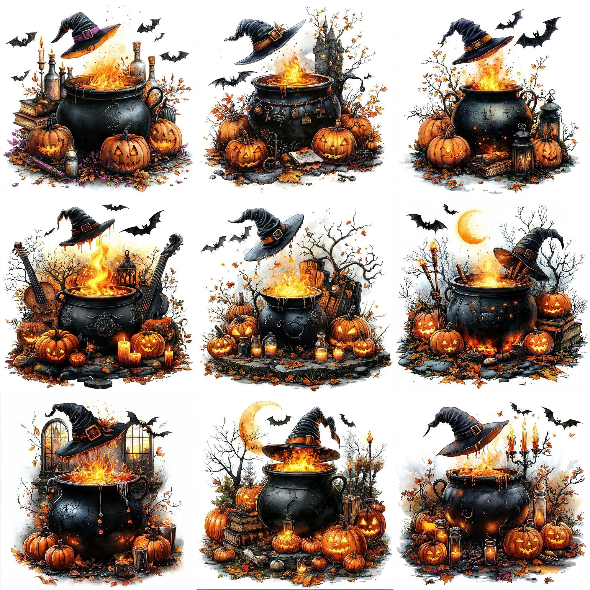 JPEG Watercolor Witches Cauldron Clipart Autumn Harvest Which's ...