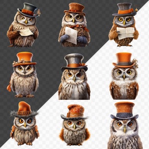 PNG Retro Owl Clipart Bundle Owl Clipart Cute Clipart Commercial Use ...