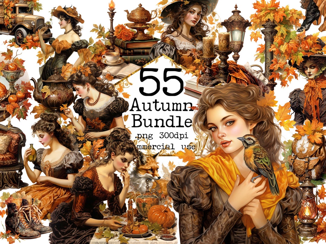 BIG Autumn Clipart Bundle Retro Autumn Clipart Autumn Which Cozy Fall ...