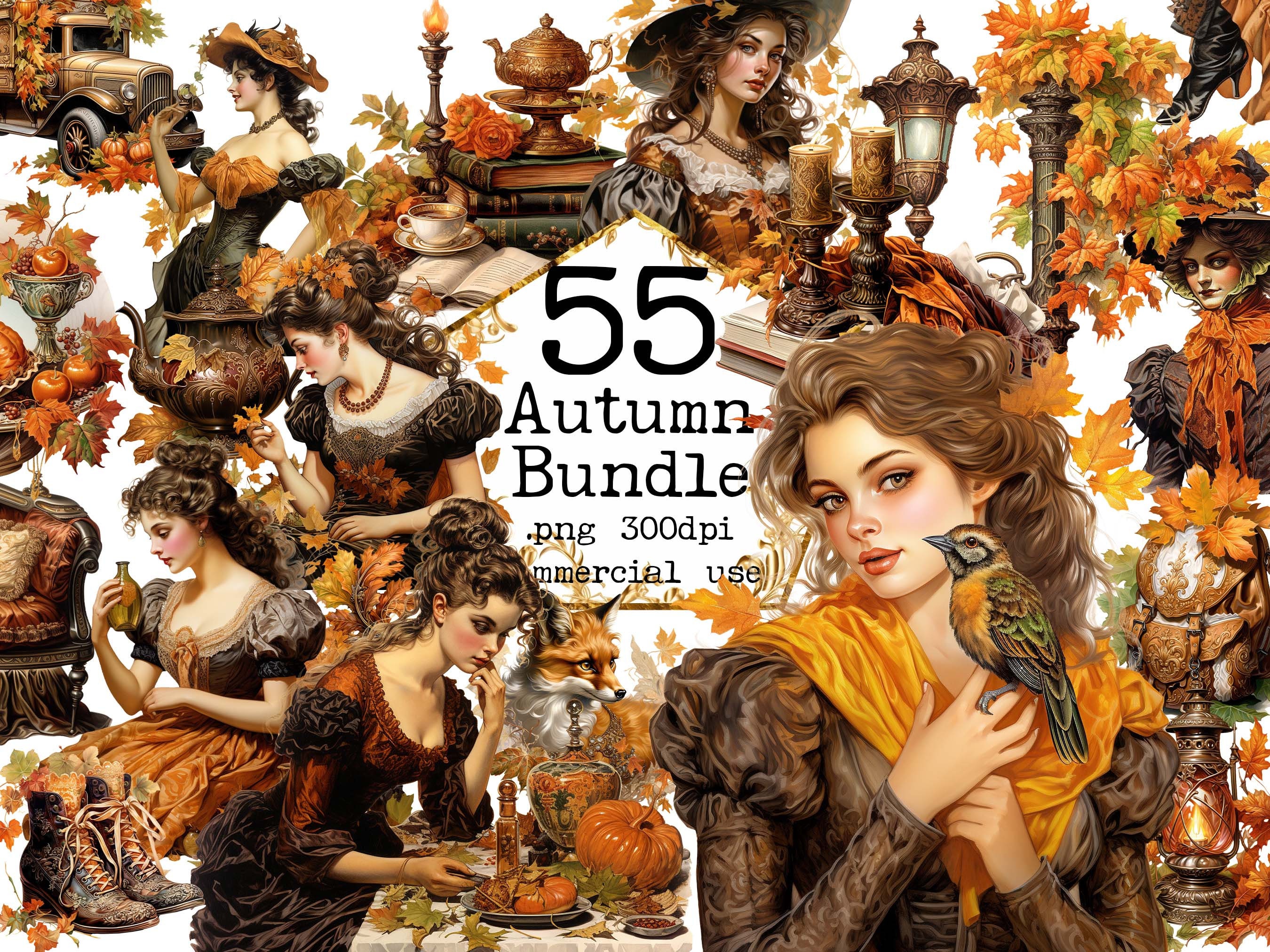 BIG Autumn Clipart Bundle Retro Autumn Clipart Autumn Which Cozy Fall ...
