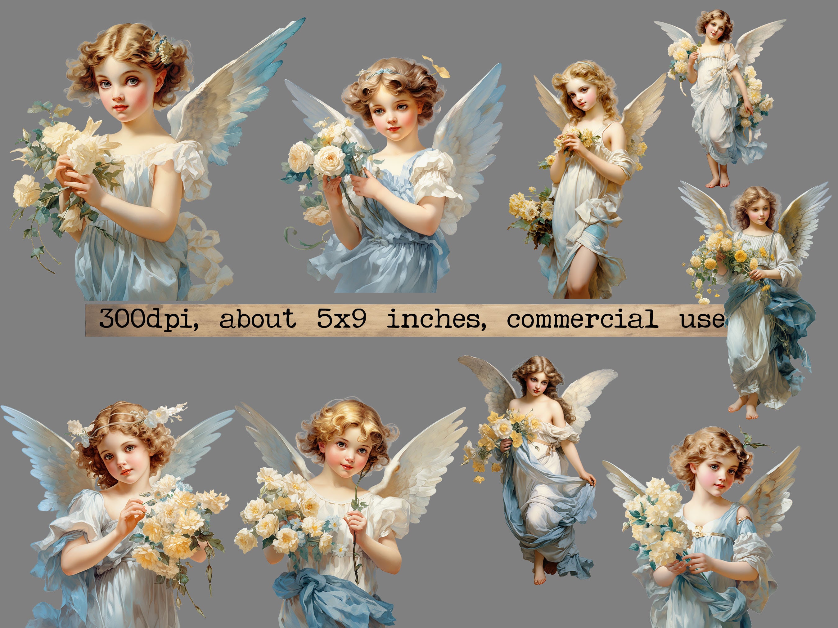 Watercolor Vintage Angel Clipart Bundle Religious Clipart - Etsy