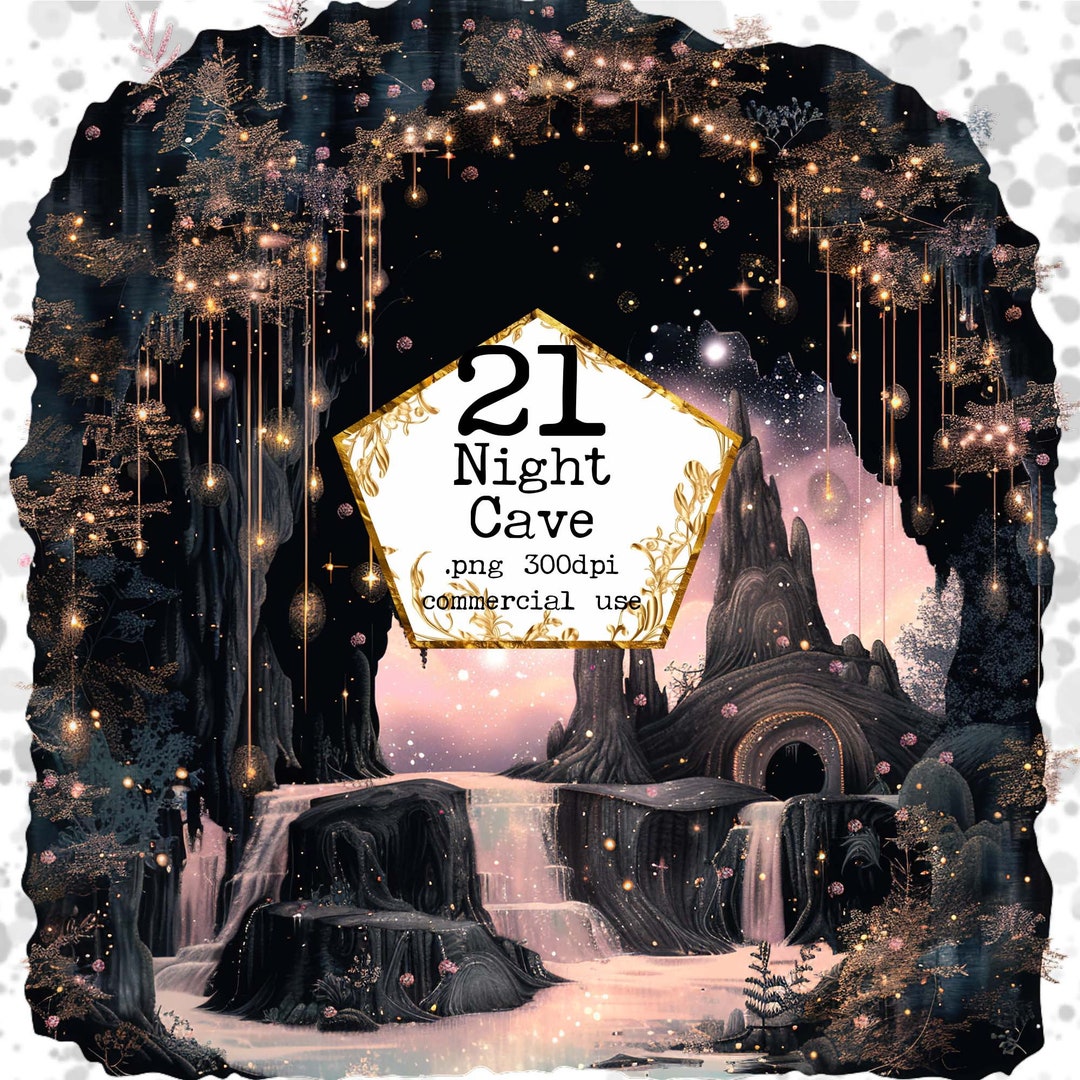 PNG Watercolor Cave Clipart Bundle Night Cave PNG Magical Cave Mystical ...