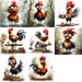 JPEG Super Weird Watercolor Rooster Clipart Bundle Whimsical Rooster ...