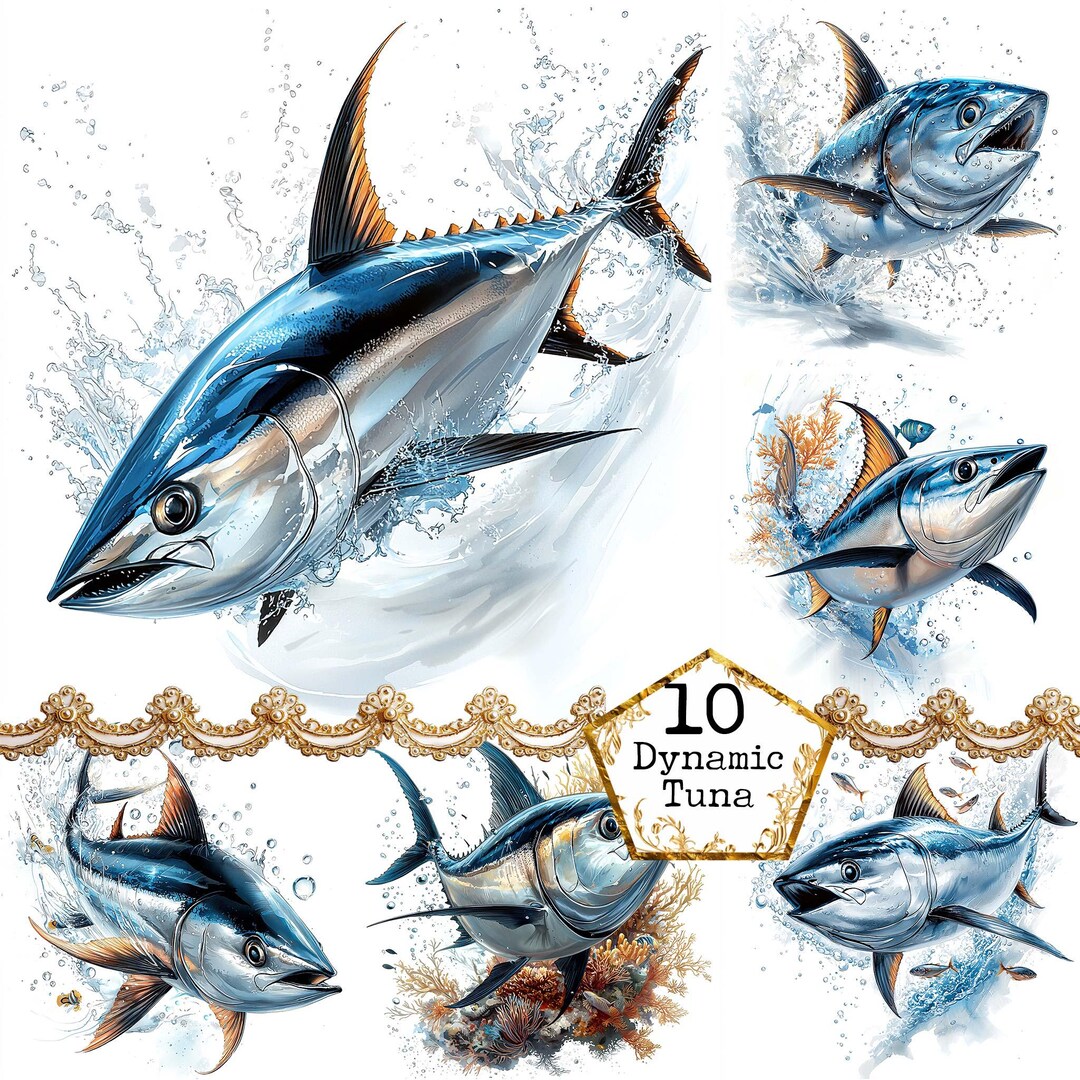 JPEG Tuna Fish Clipart Bundle Tuna Graphics Tuna Illustration ...