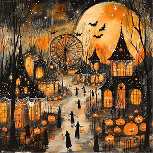 JPEG Watercolor Halloween Scenery Background Bundle Halloween Graphics ...