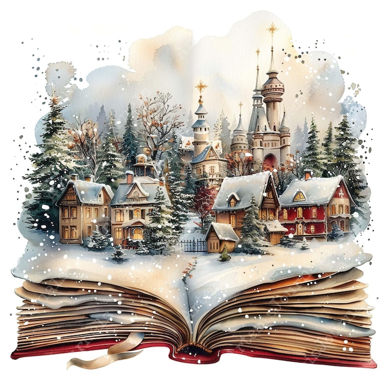 JPEG Fantasy Winter Scenery Book Clipart Bundle Magical Book Magical ...