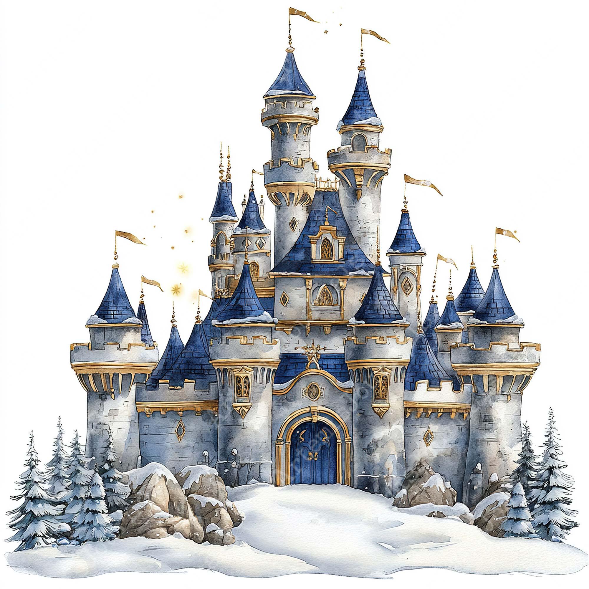 JPEG Watercolor Prince Castle Clipart Bundle Blue Castle Prince Nursery ...