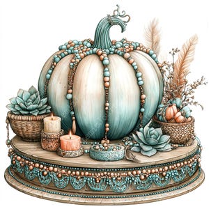 JPEG Pastel Boho Pumpkin Clipart Bundle Commercial Use Autumn Pumpkin ...