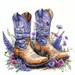 Watercolor Cowboy Boots Clipart Bundle JPEG Western Clipart Watercolor ...
