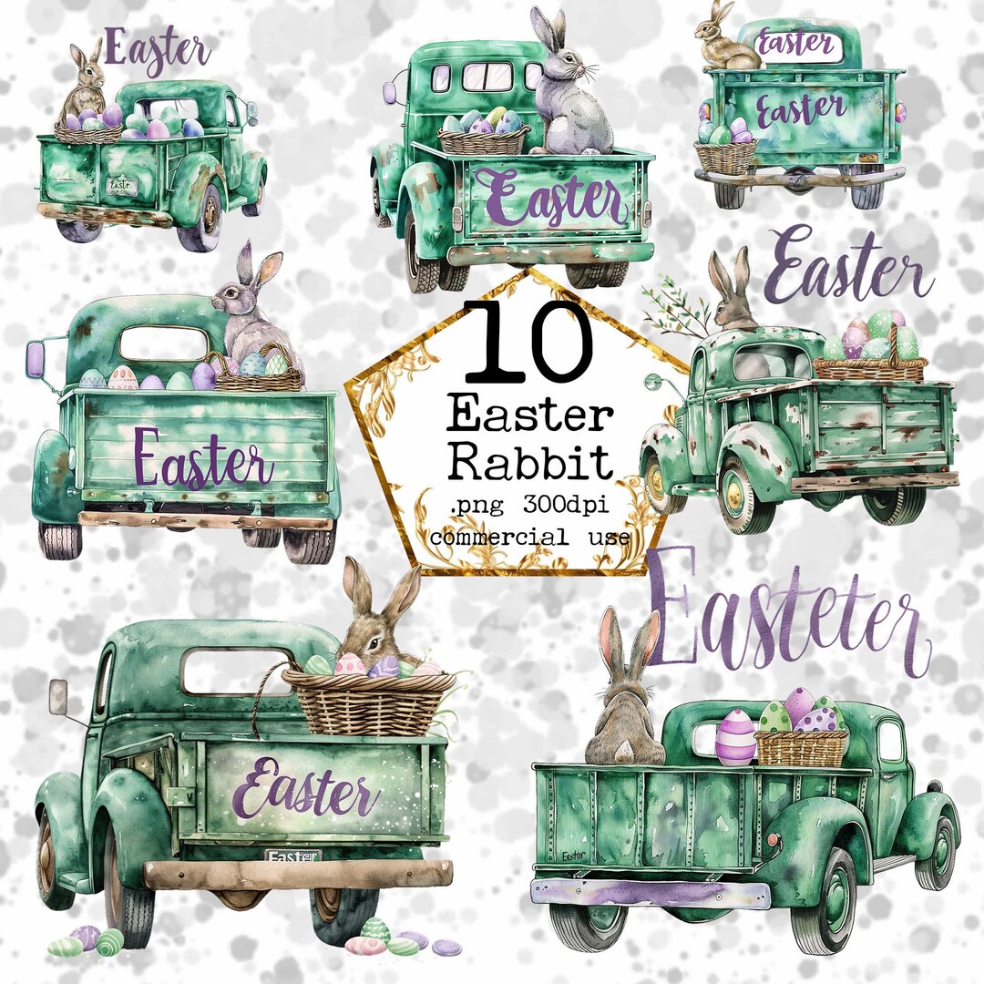 Watercolor Easter Trucks Clipart Bundle Easter Eggs Clipart Easter ...