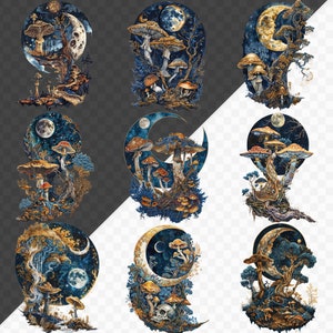 Magical Forest Clipart Bundle PNG Magical Mushroom Enchanted Forest PNG ...