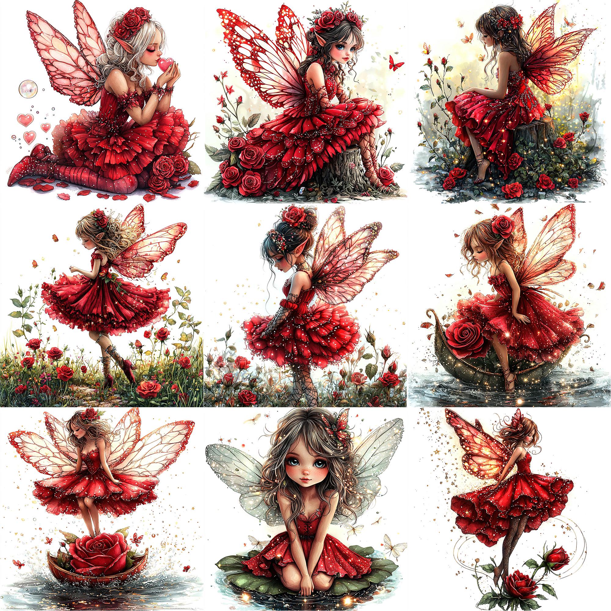JPEG Watercolor Red Haired Fairy Clipart Bundle Love Fairy Magical ...