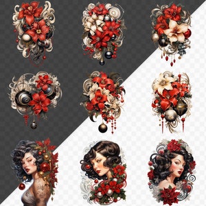 PNG Christmas Girls and Ornaments Clipart Bundle Christmas Decorations ...