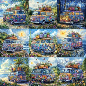 JPEG Hippie Van Graphics Traveling Clipart Beautiful Scenery ...