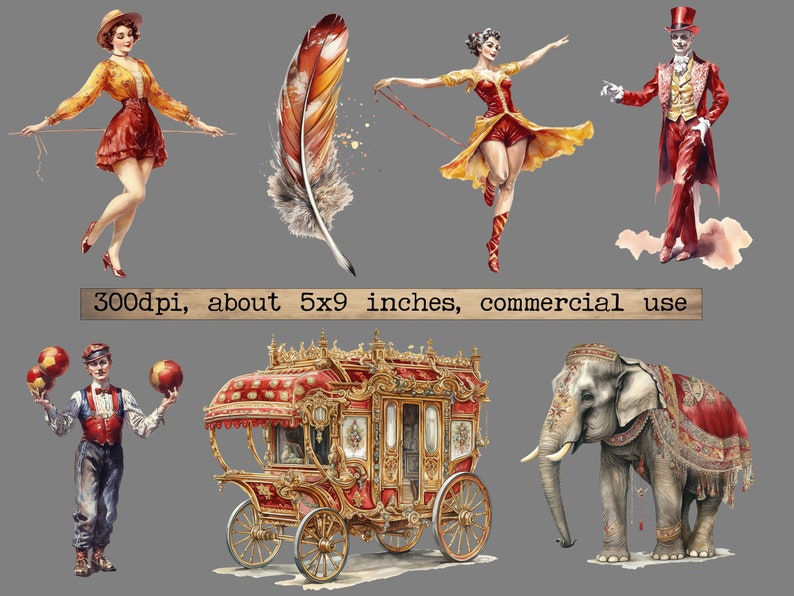 Victorian Vintage Circus Watercolor Clipart Victorian Circus - Etsy