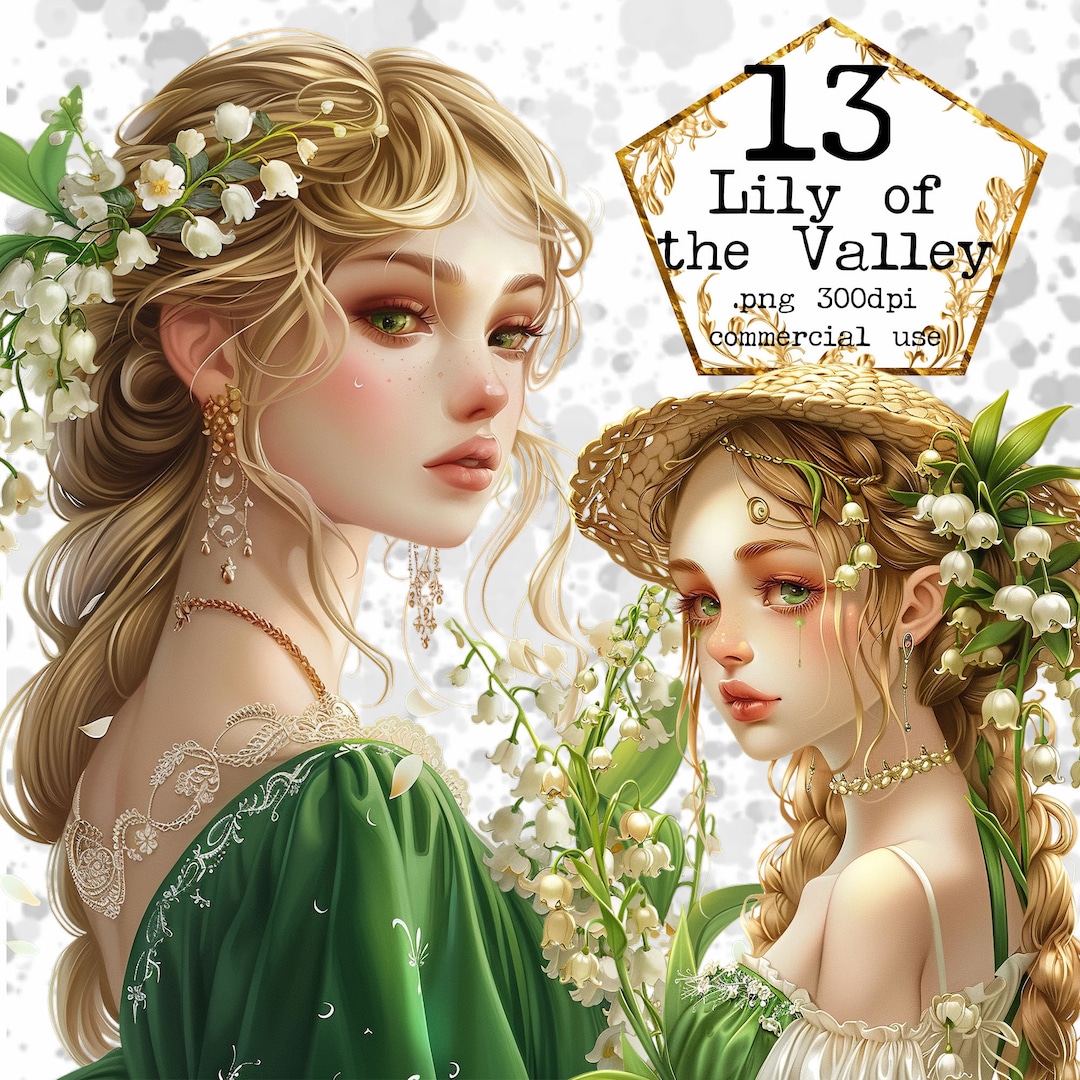 Spring Girl Clipart Bundle Floral Girl Cute Child Lily of the Valley ...