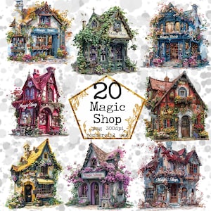Magic Shops Watercolor Clipart Magical Mystical Art Fantasy Clipart ...