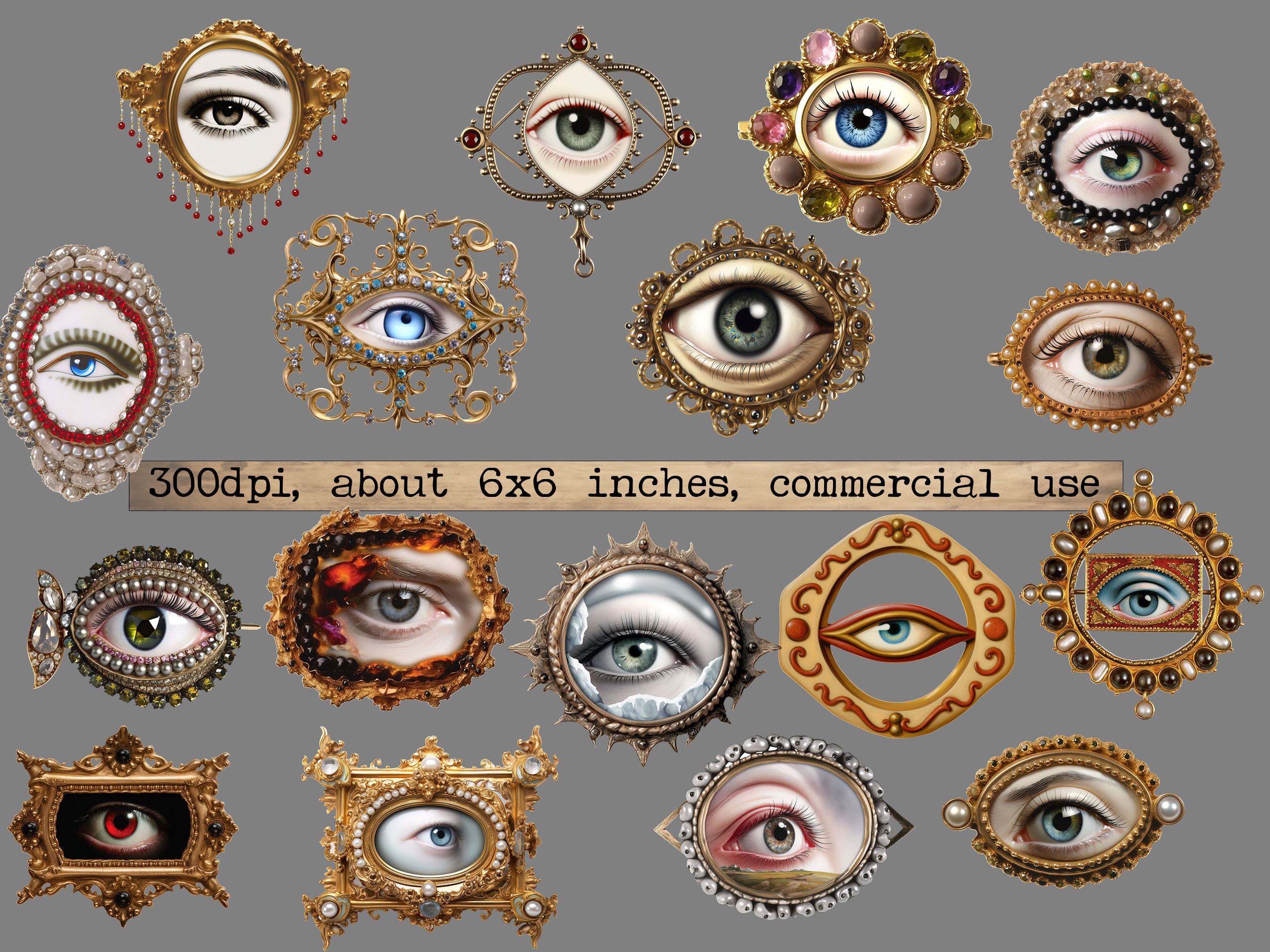 Lover's Eye Bundle Clipart, Transparent PNG, Vintage Ephemera ...