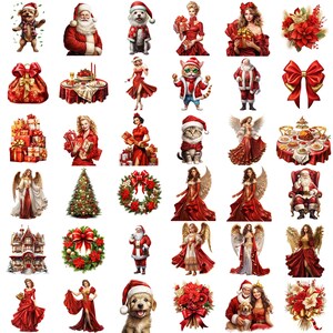 PNG Christmas Clipart Bundle: Diverse PNG Images, Matching Color ...