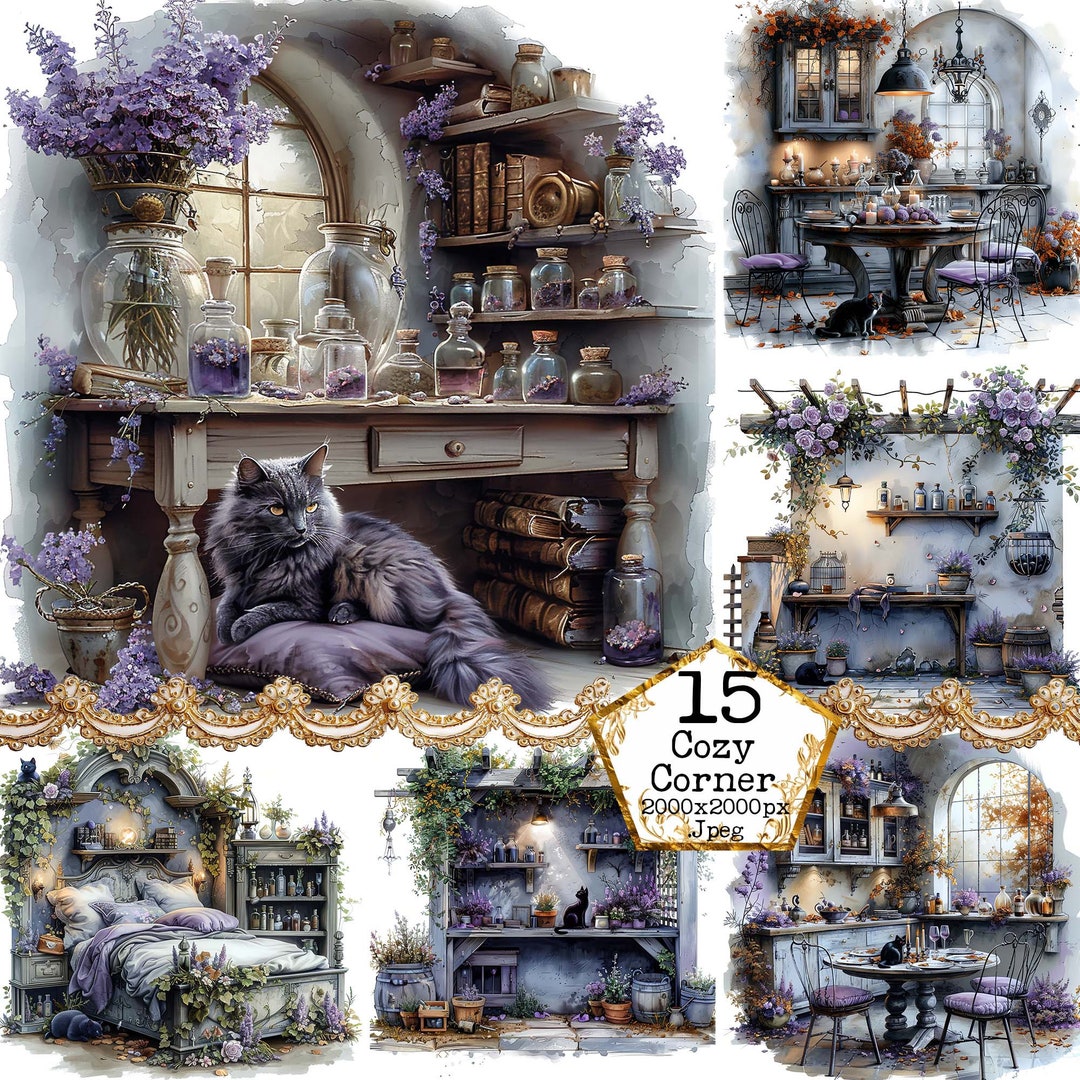 Shabby Chic Cozy Witch Corner JPEG Cozy Corner Cozy Interiors House Commercial Use Instant ...