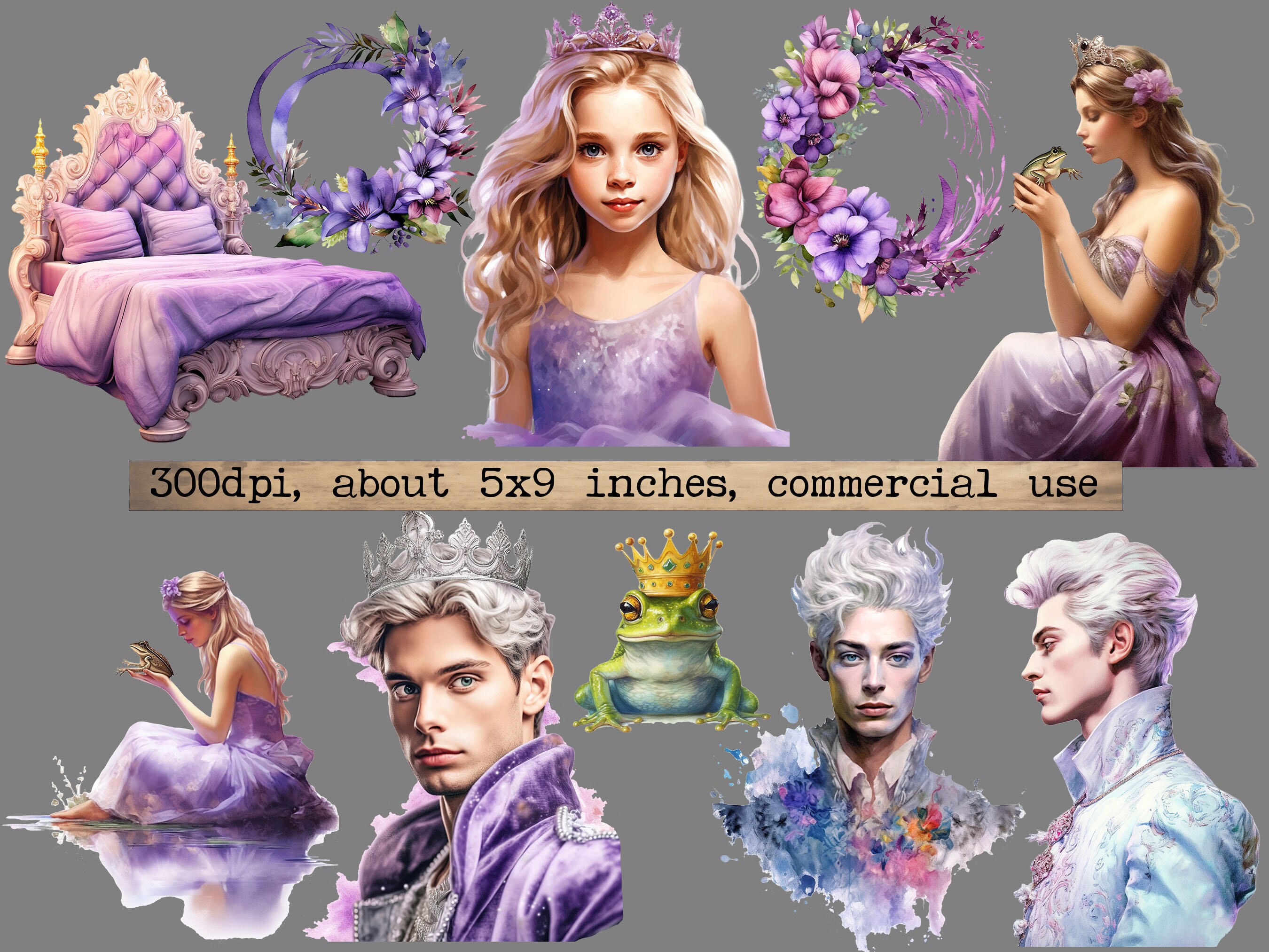 The Frog Prince Bundle PNG Watercolor Princess and the Frog - Etsy