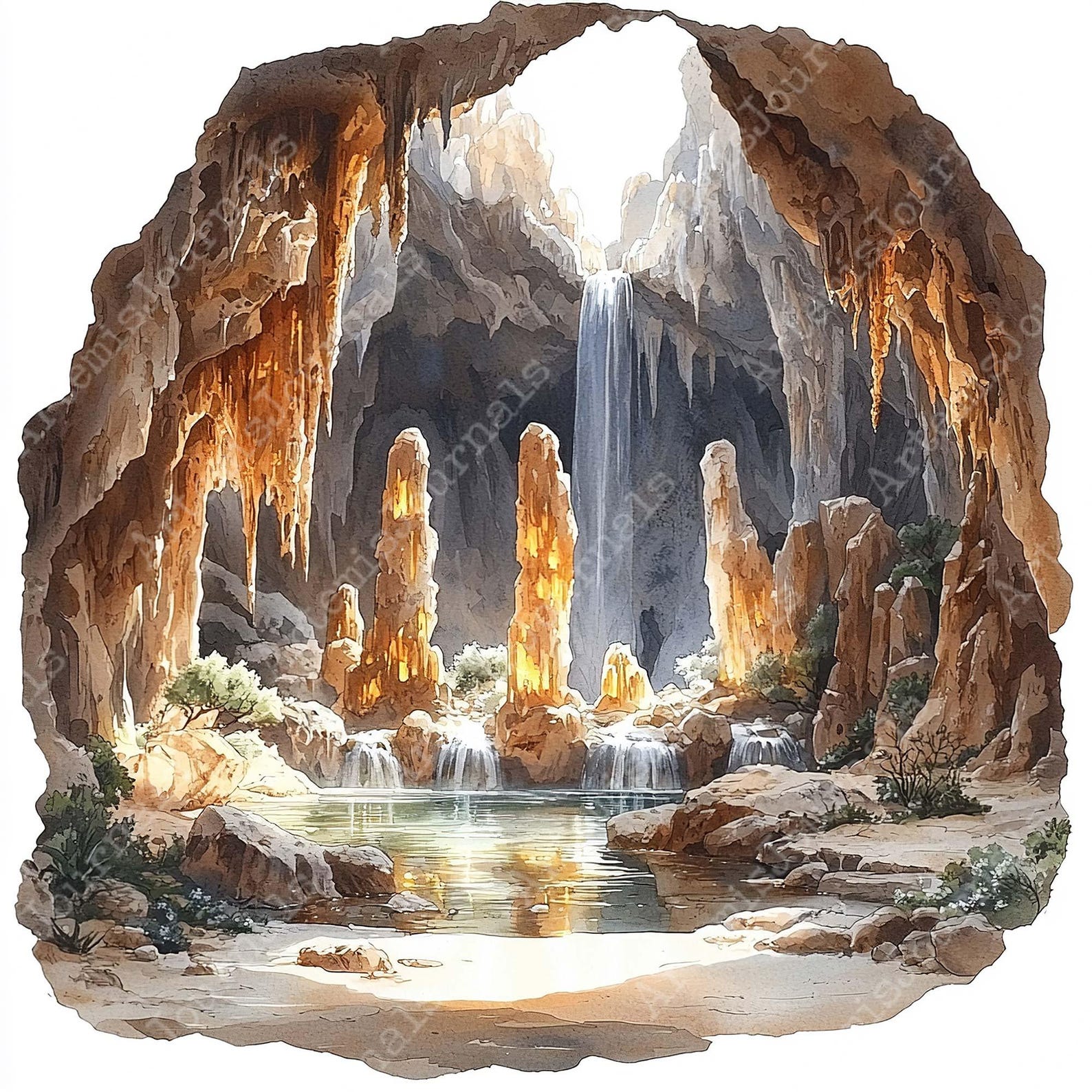JPG Watercolor Crystal Caves Clipart Bundle Scary Clipart Horror ...