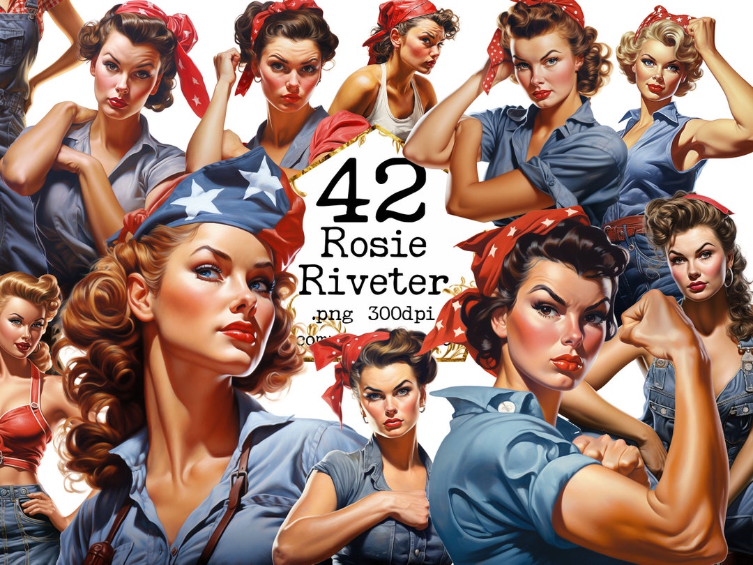 Rosie the Riveter Bundle Clipart PNG, Strong Woman PNG, Rosie the ...