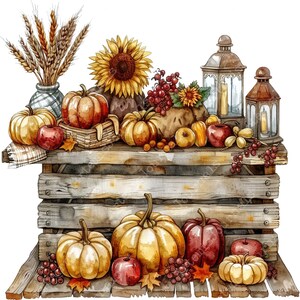 PNG Harvest Display Clipart Bundle Autumn Harvest Clipart Fall Clipart ...