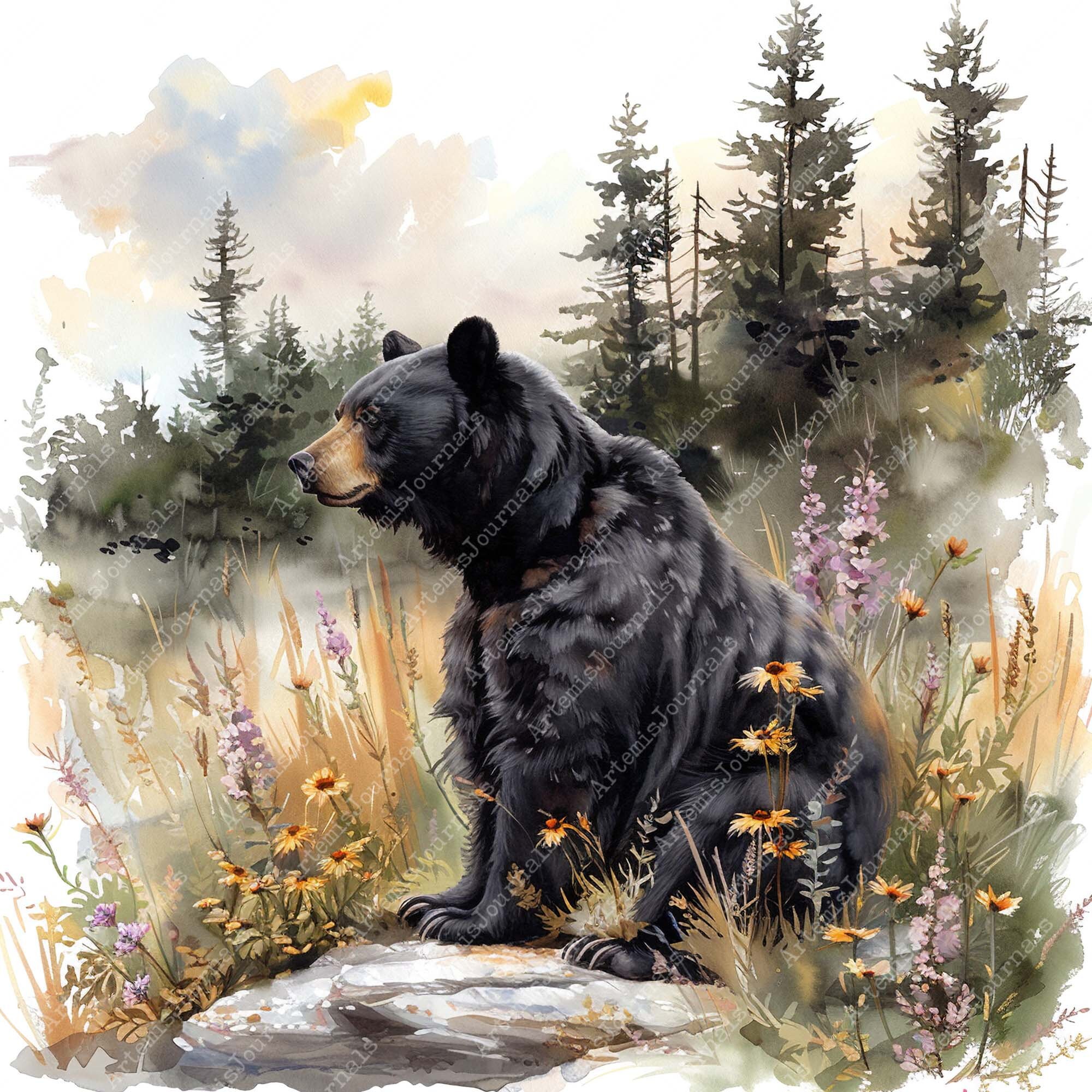 Bear and Mountain Forest Clipart Bundle JPEG Commercial Use Printable ...