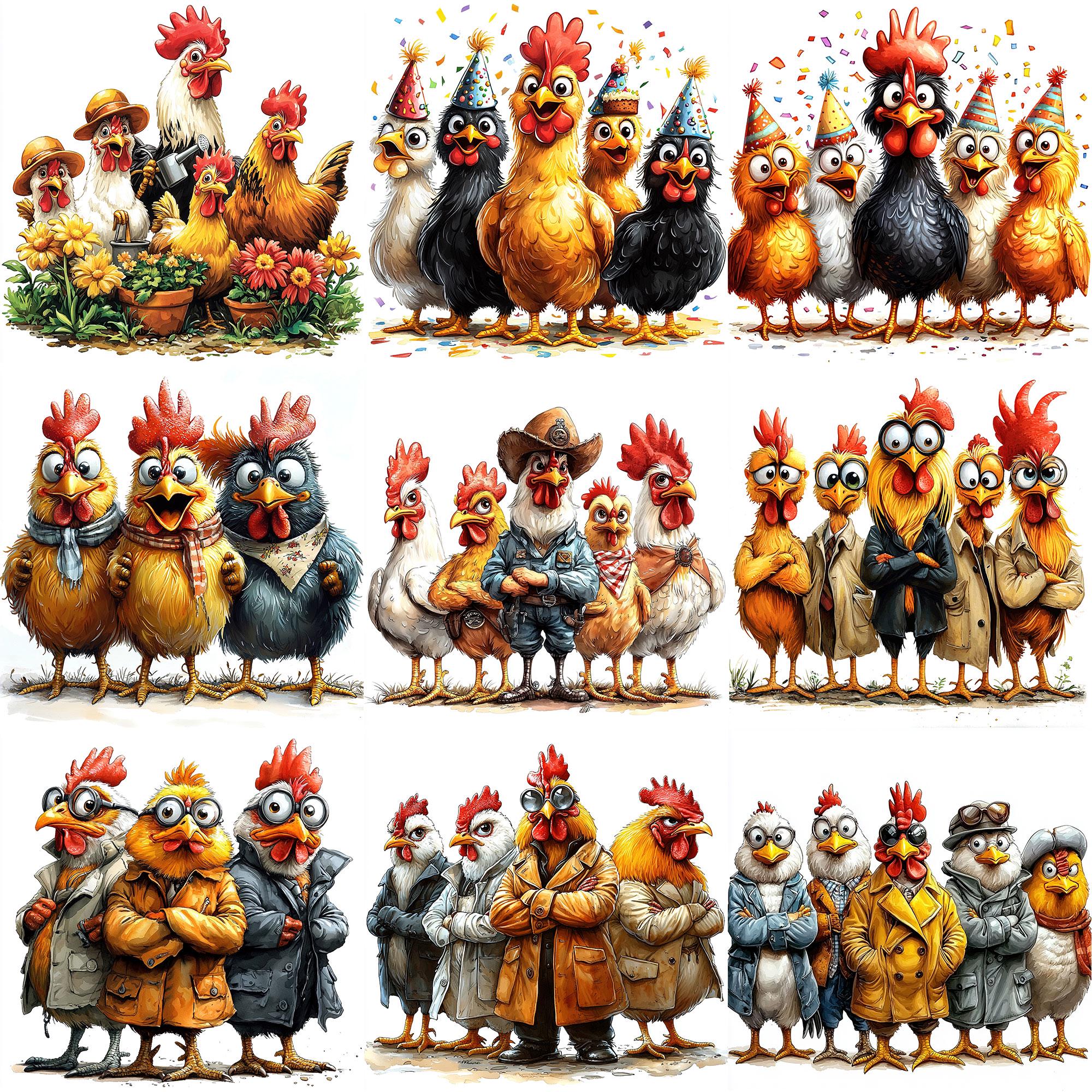JPEG Cute Chicken Friends Clipart Bundle Holliday Clipart Profession ...