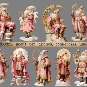 Celestial Santa Clipart Bundle Pink Wizard Santa PNG Wicca Clipart Pink ...