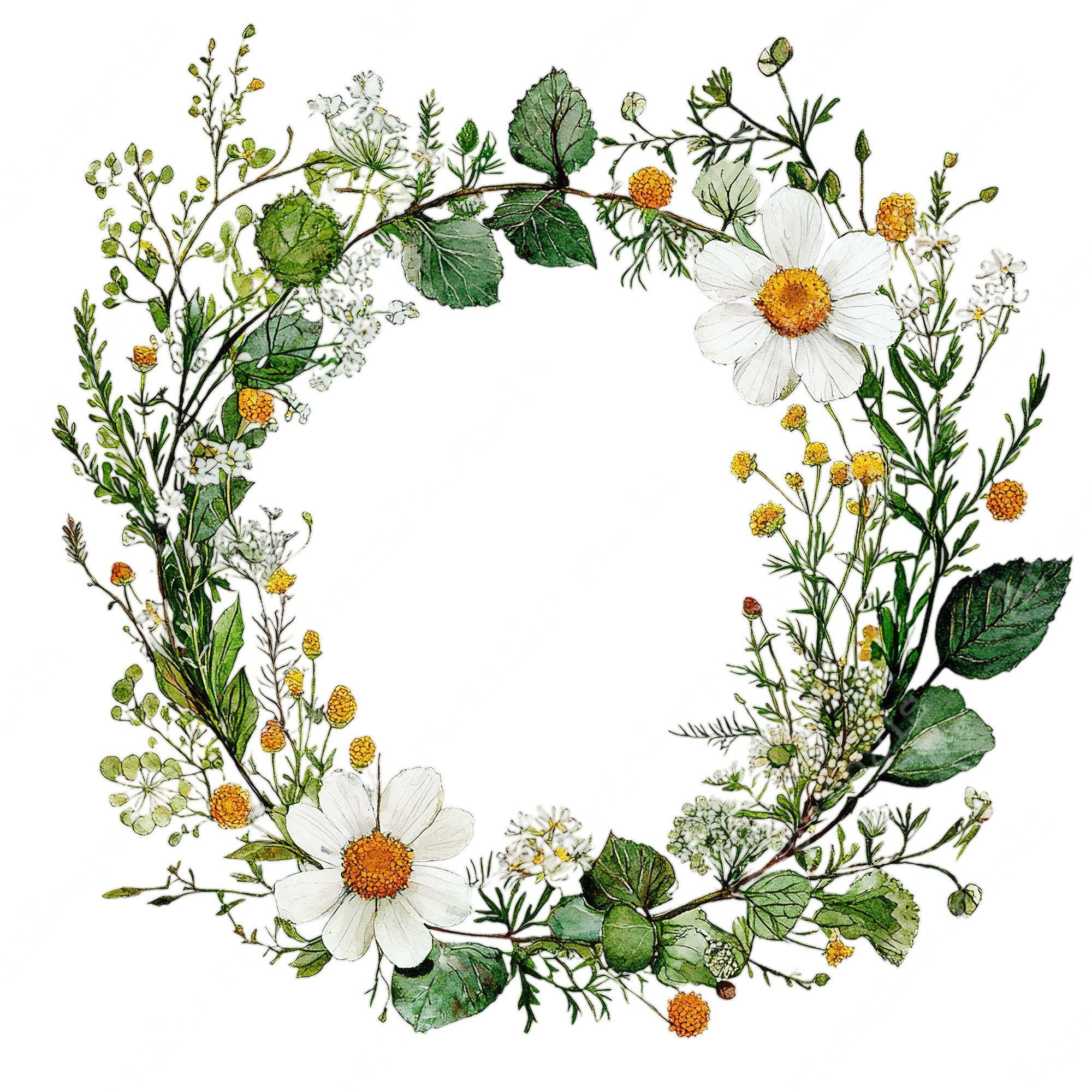 PNG + JPEG Watercolor Spring Floral Wreath Clipart Bundle Spring ...