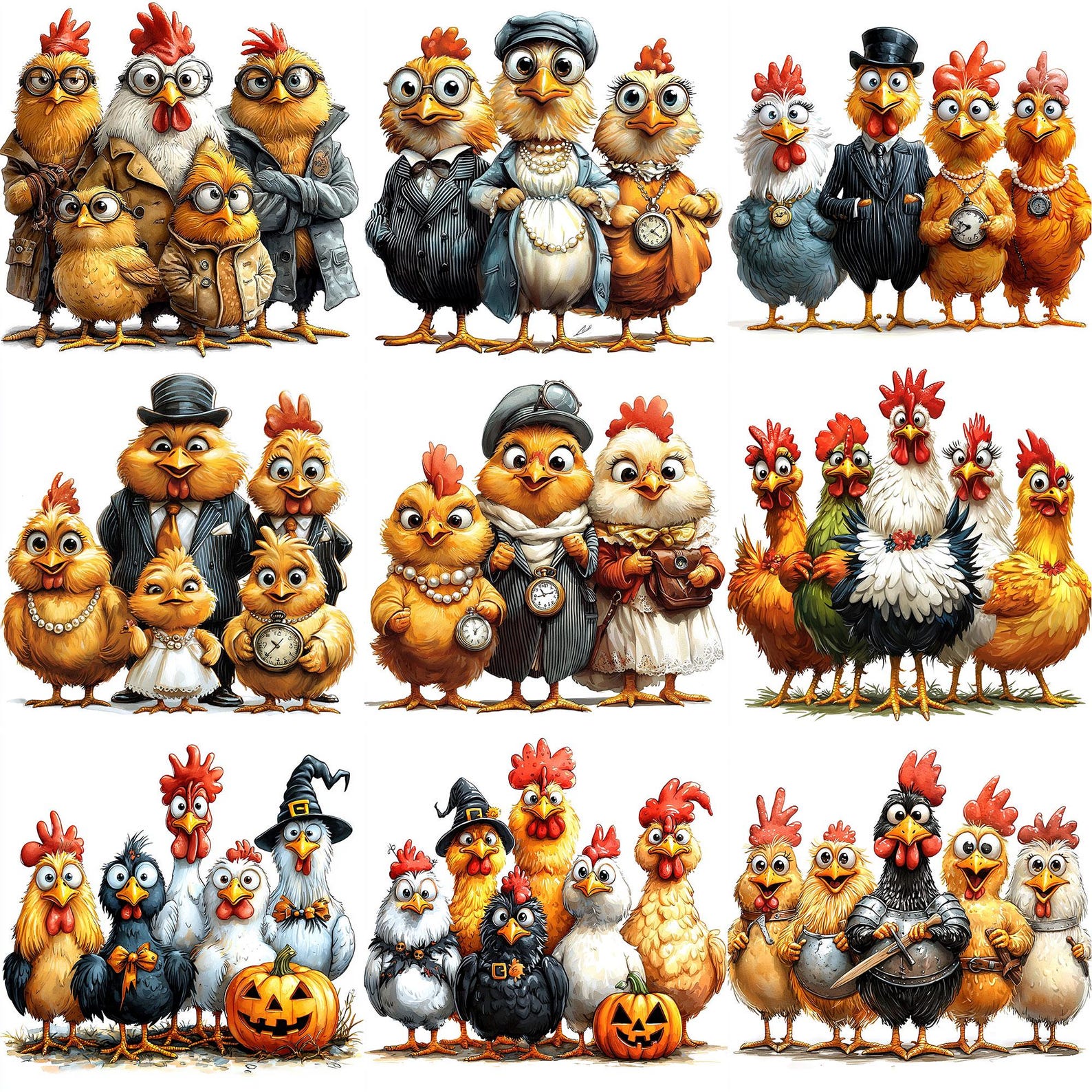 JPEG Cute Chicken Friends Clipart Bundle Holliday Clipart Profession ...