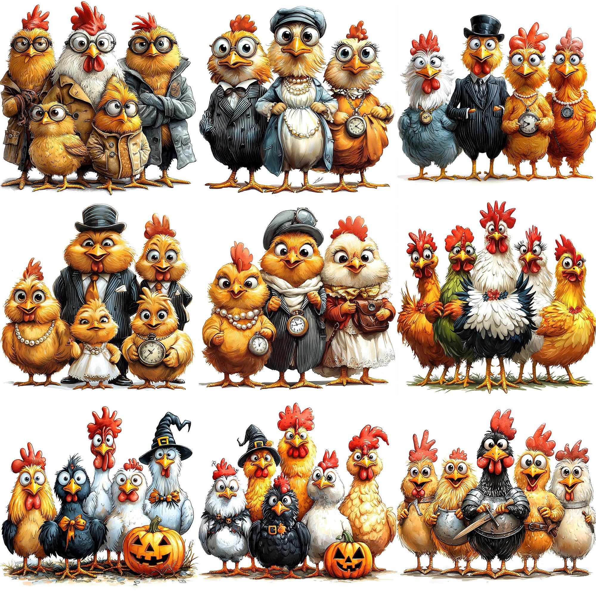 JPEG Cute Chicken Friends Clipart Bundle Holliday Clipart Profession ...