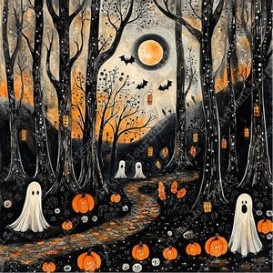 JPEG Watercolor Halloween Scenery Background Bundle Halloween Graphics ...