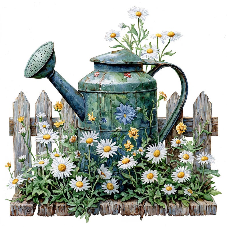 JPEG Watercolor Watering Can Clipart Bundle Spring Clipart Bundle ...