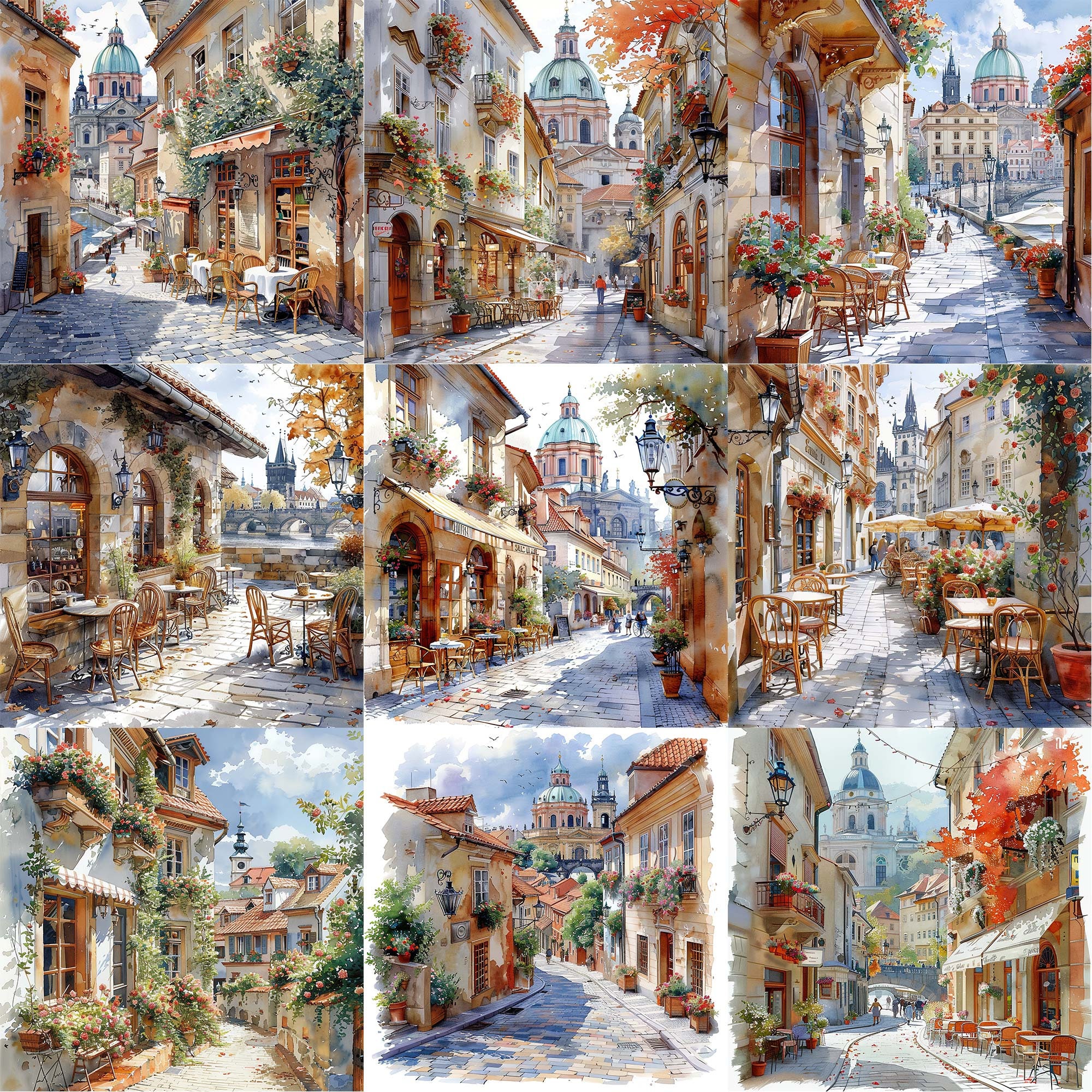 JPG Vintage Shabby Chic Prague Clipart JPEG Vintage Czech Republic Cafe ...